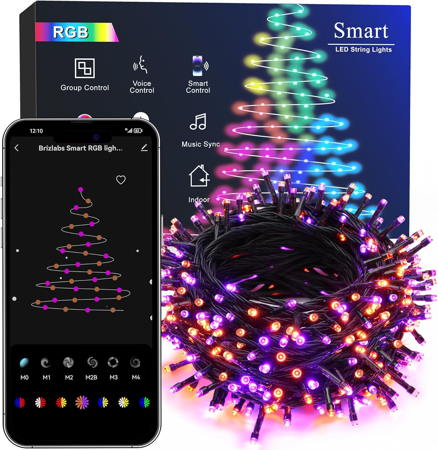 BrizLabs Smart String Lights 163ft 498 LED App Controlled Work with Al